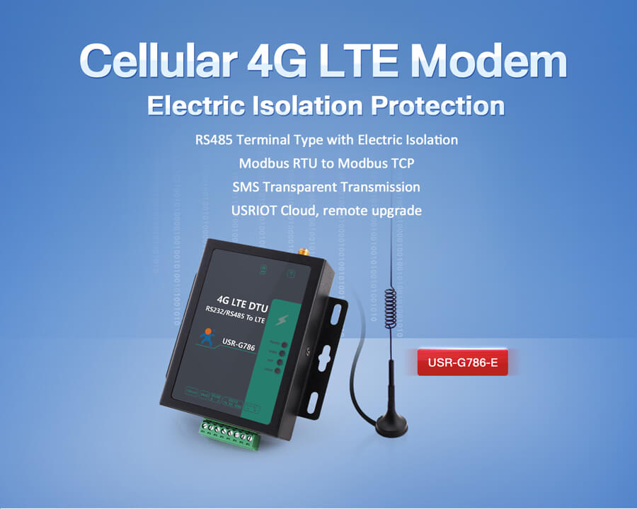 Industrial Serial Cellular 4G LTE Modem supports Modbus RTU to TCP, TCP ...